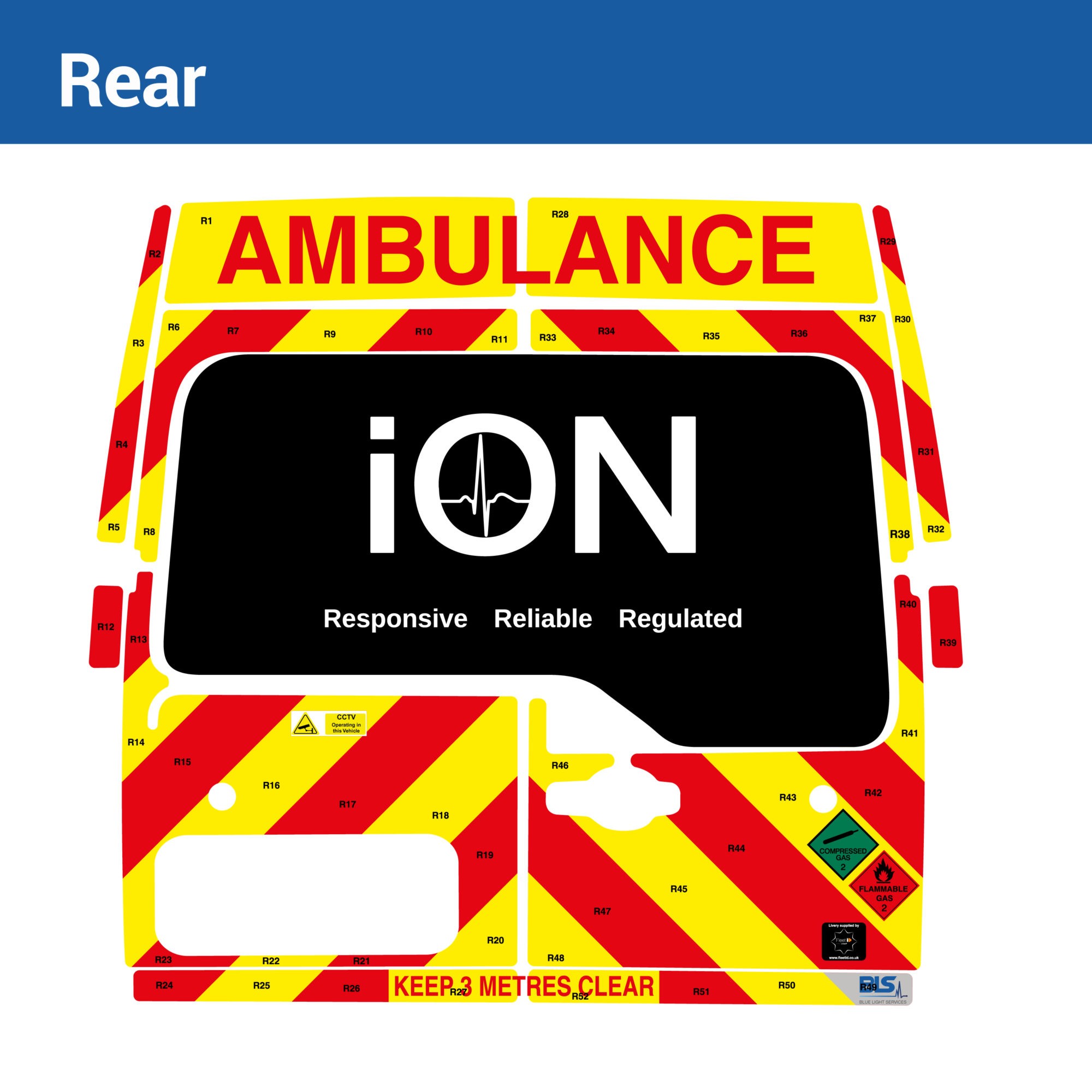 Rear Chevron Replacement Panel R6 Prismatic ESV Grade Yellow Green (PTS ...