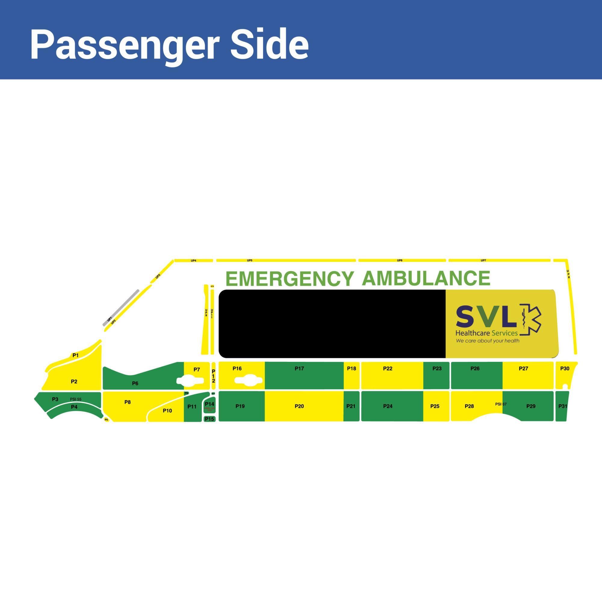 Passenger Side Upright Replacement Panel UP9 Prismatic ESV Grade Yellow ...
