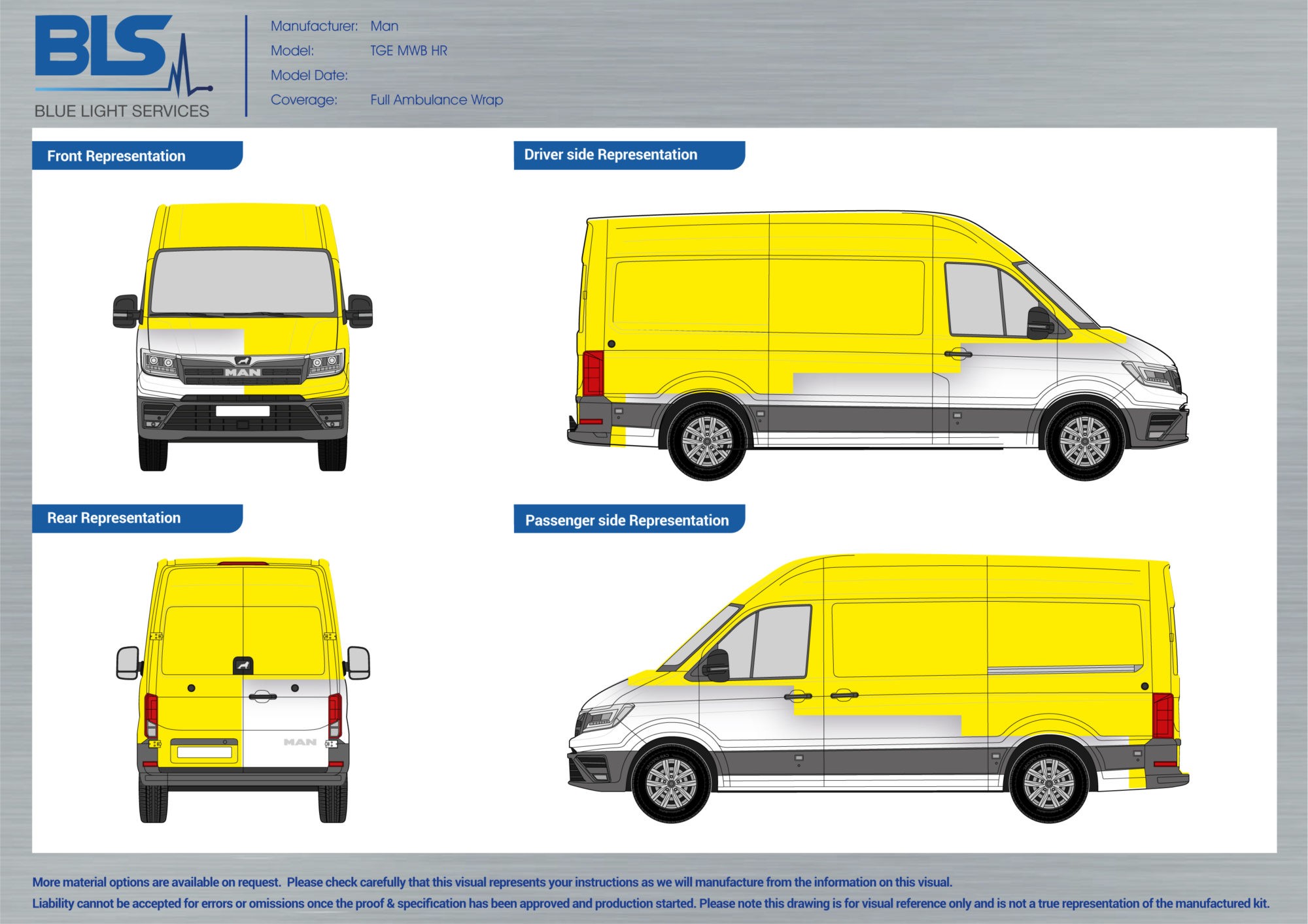 Full HDU Vehicle Ambulance Wrap MAN TGE MWB High Roof (Cast Grade ...