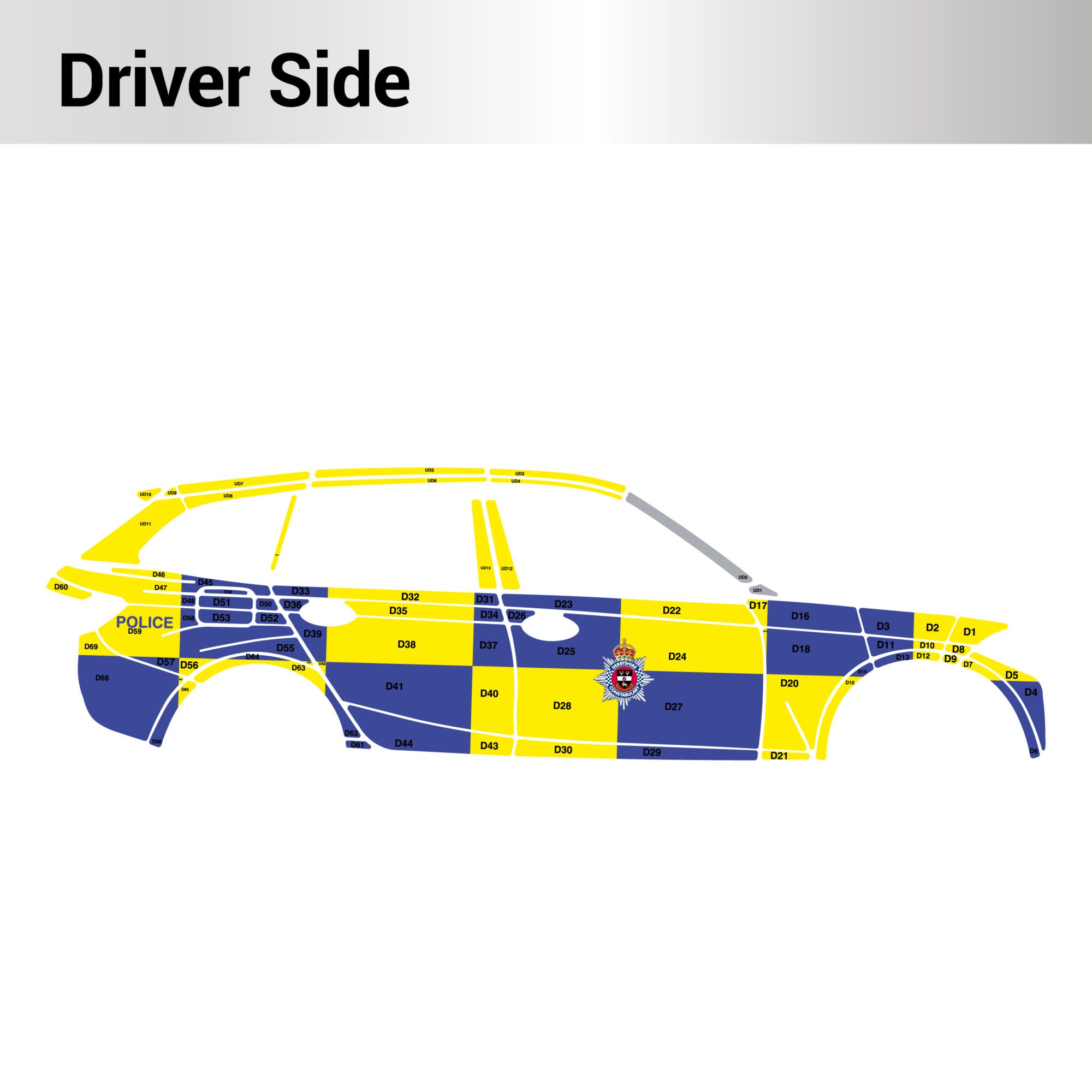 Driver Side Replacement Panel D66 ESV Avery V8000 Blue - Fleet ID